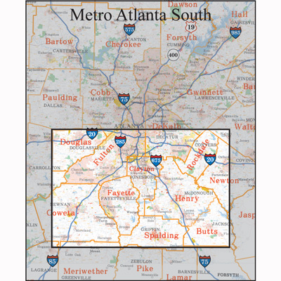 South Of Metro Atlanta Area Map
